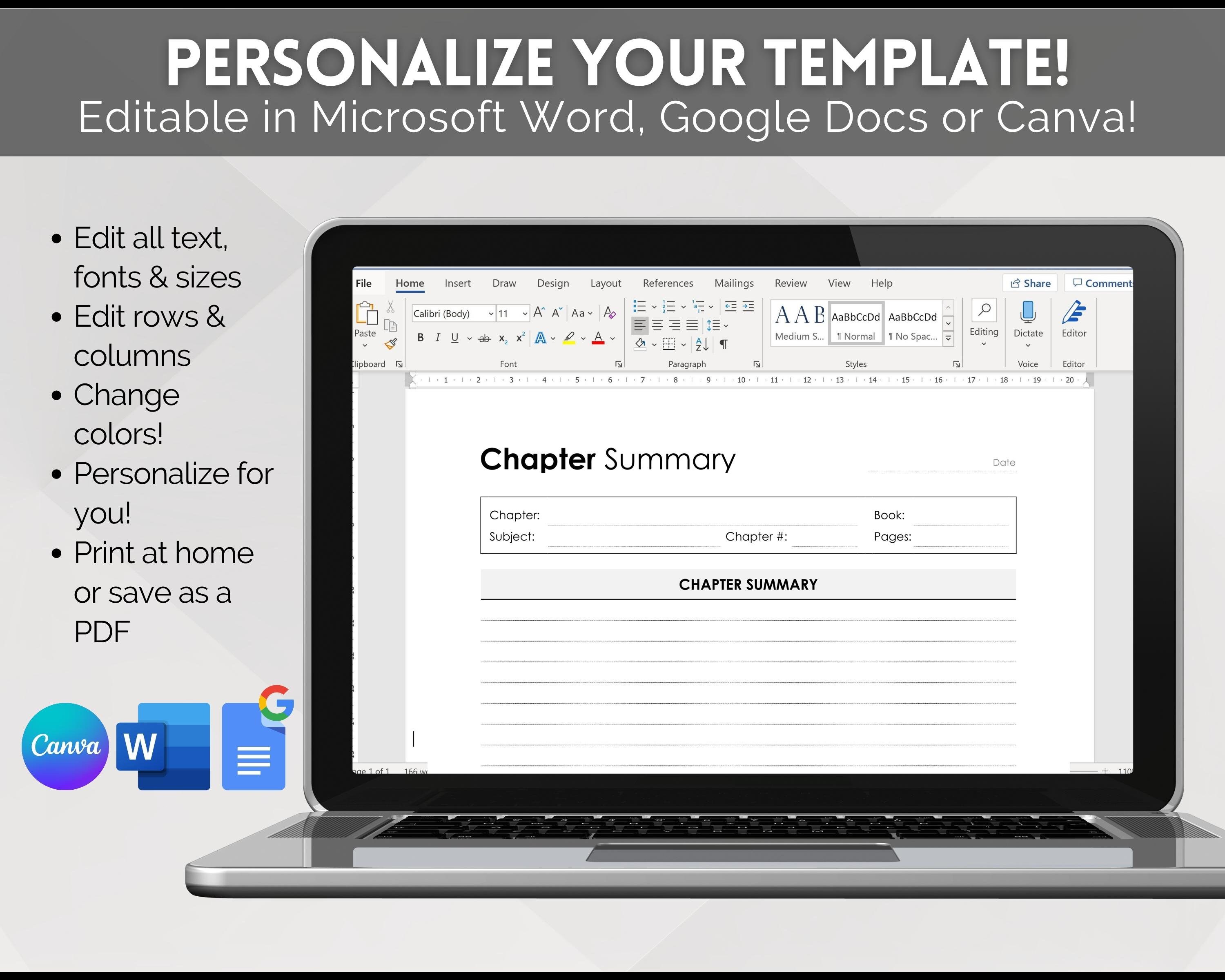 EDITABLE Chapter Summary Template Study Guide Textbook - Etsy UK