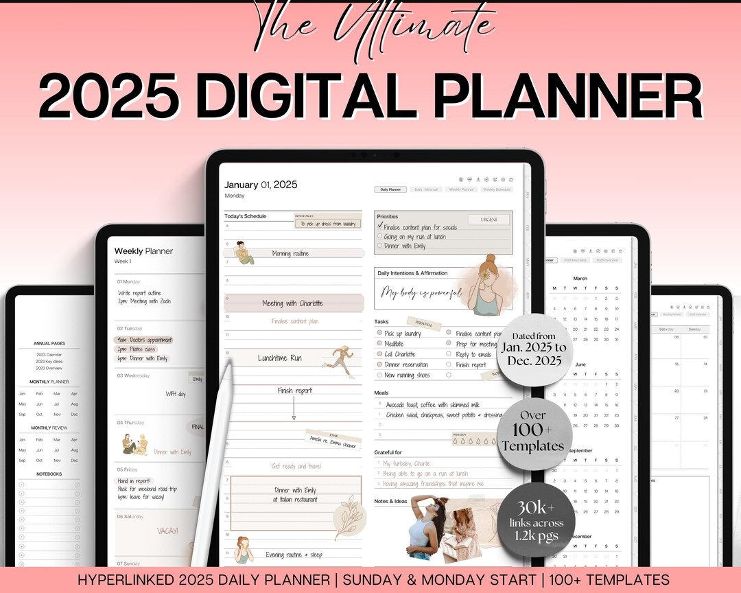 2025 Digital Planner, Daily, Weekly, Monthly Planner, iPad Planner ...