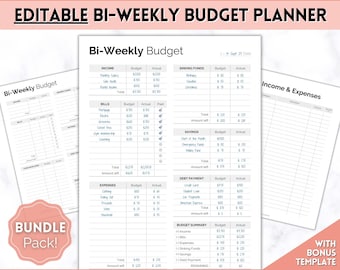 EDITABLE Biweekly Budget Planner, Bi-weekly Template, PDF Printable ...