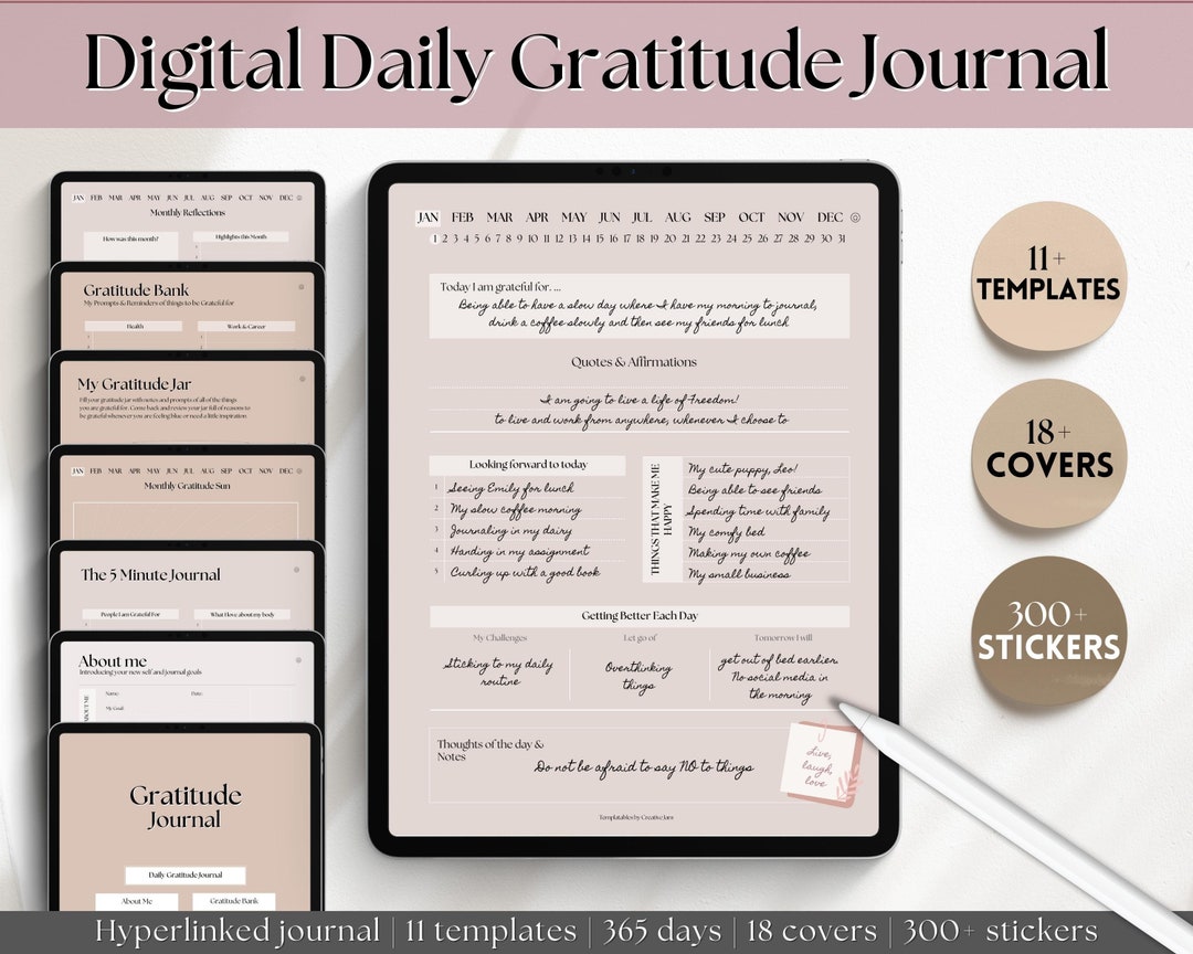 Digital Gratitude Journal, Daily Mindfulness Journal, Goodnotes Digital ...