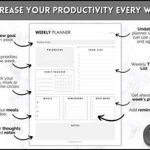 EDITABLE Weekly Planner Template BUNDLE, Week at a Glance, Weekly ...