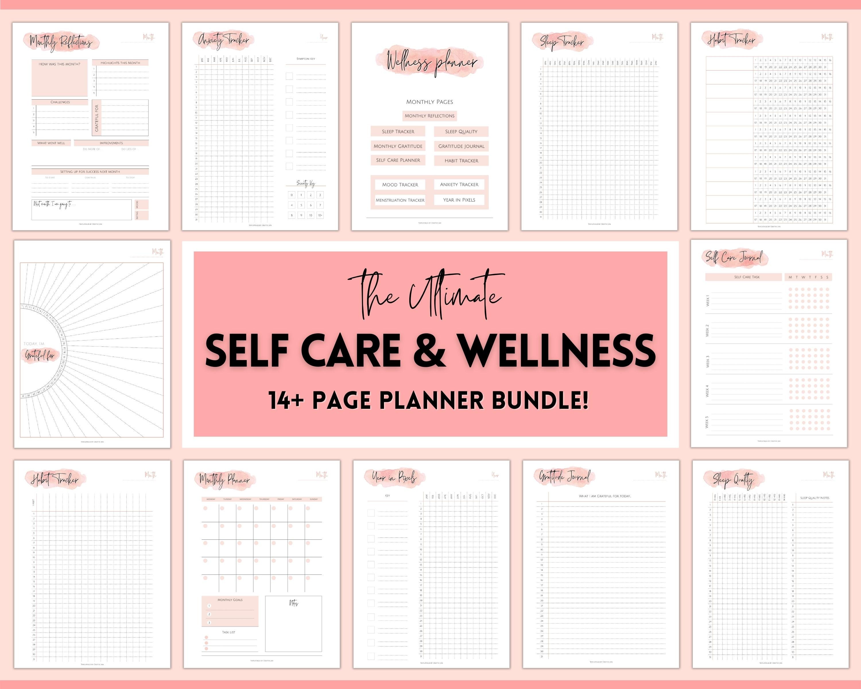 Wellness Planner BUNDLE Self Care Journal Printable Selfcare | Etsy