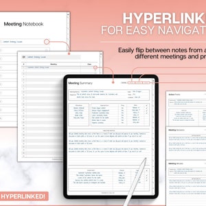 Digital Meeting Minutes Template, Editable Meeting Notes, Digital ...