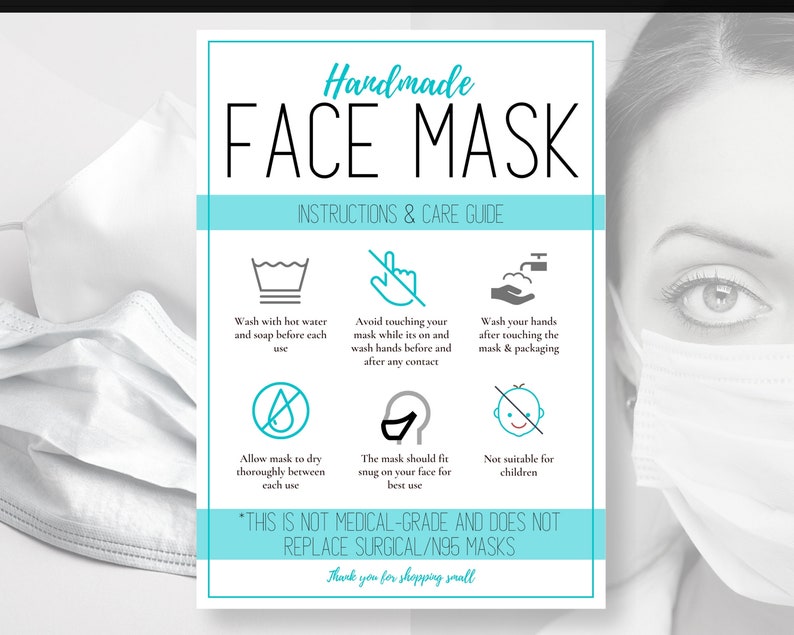 Face Mask LABEL CARE CARD How to Handle Order Card Face Mask - Etsy UK