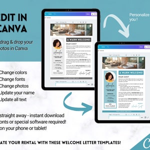 Airbnb & VRBO Welcome LETTER Template Editable Canva Air Bnb - Etsy UK
