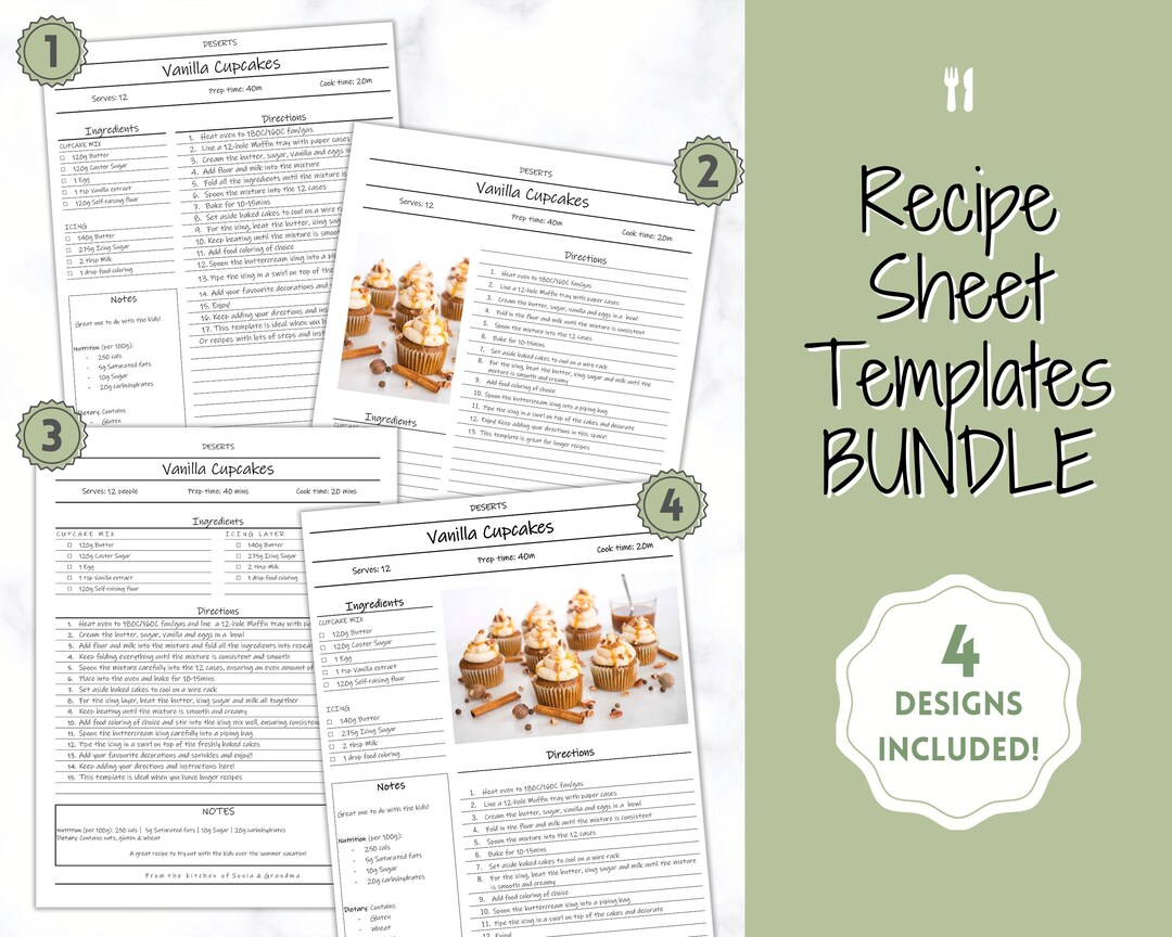 Recipe Book Template, EDITABLE Recipe Sheet Template, Recipe Cards ...