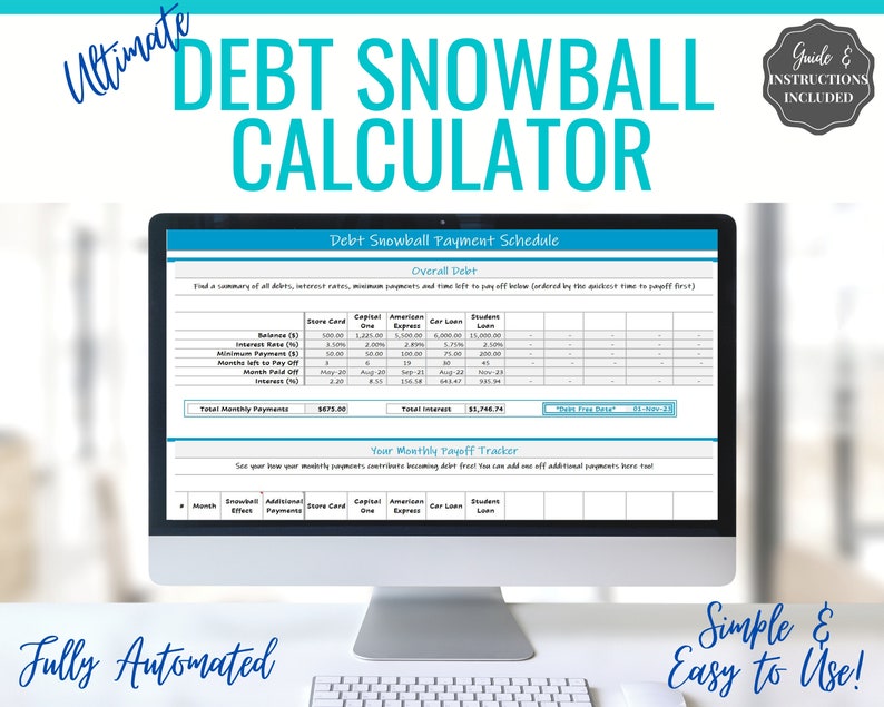 Debt Snowball Spreadsheet Dave Ramsey Calculator Excel - Etsy