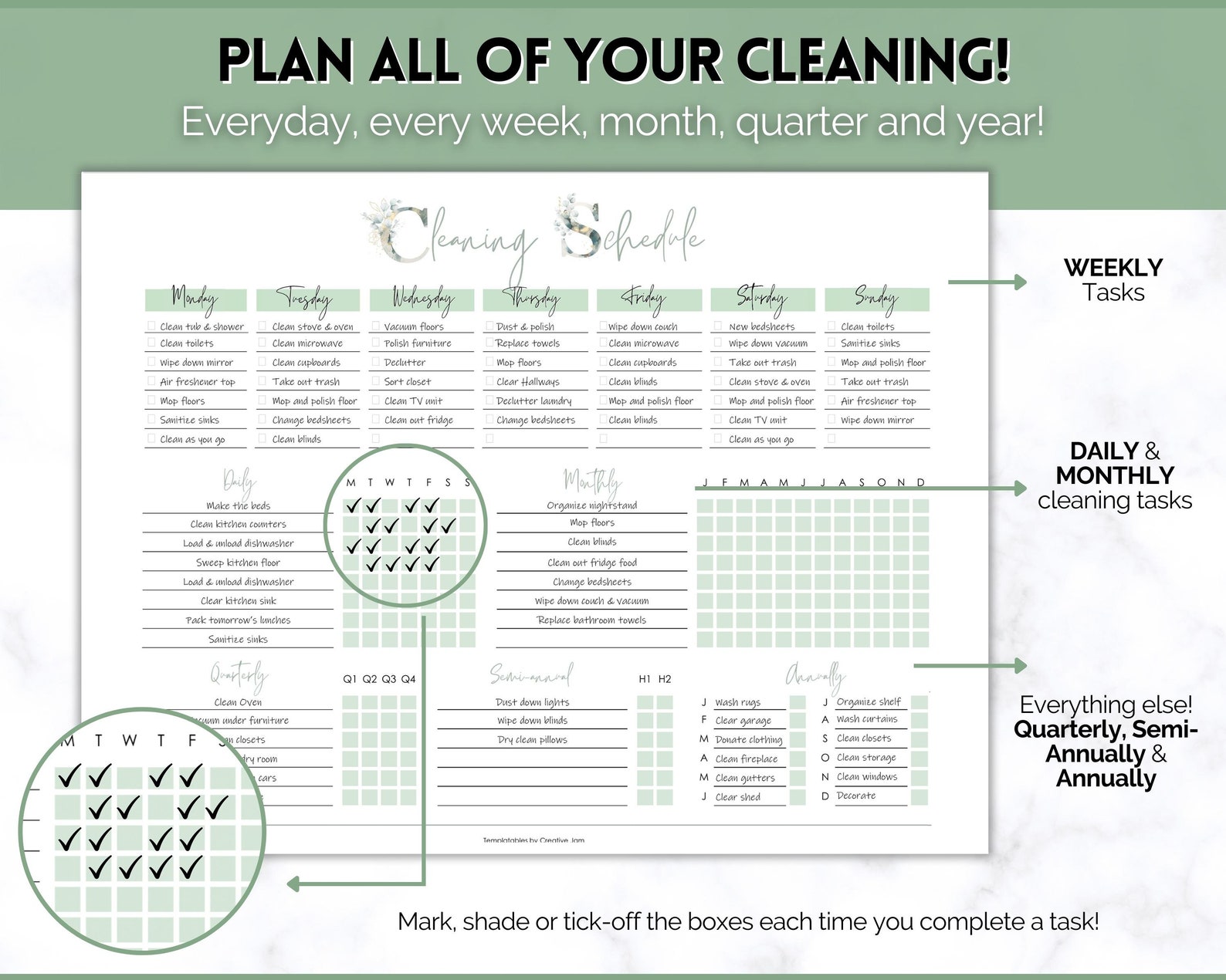 EDITABLE Cleaning Planner, Cleaning Checklist, Cleaning Schedule ...