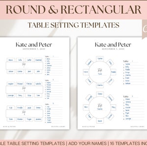 EDITABLE Wedding Seating Chart Templates, Round & Rectangle Tables ...