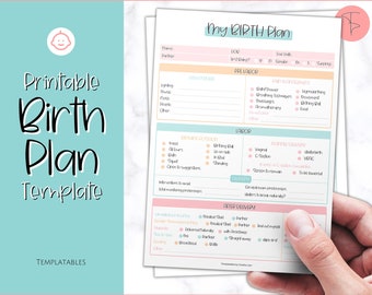 Birth Plan Template, Printable Birth Preferences, Birthing Plan ...