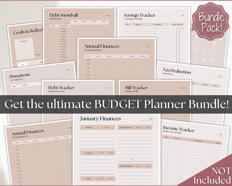 Monthly Budget Planner Printable Financial Tracker Template - Etsy