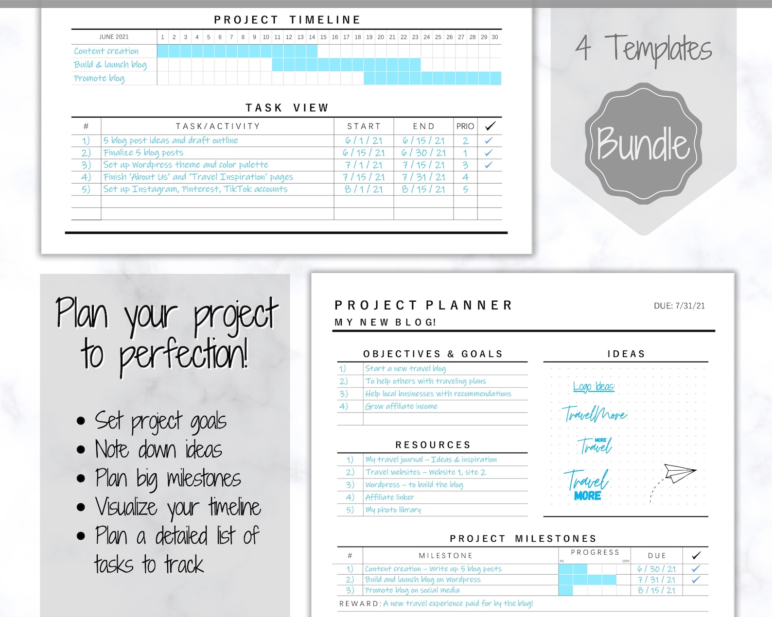 EDITABLE Project Planner Printable Template BUNDLE Work - Etsy