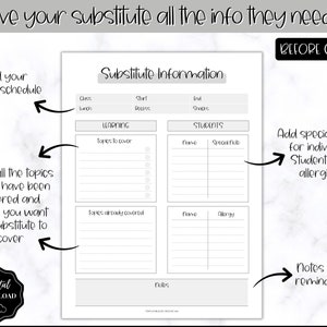 Substitute Teacher Report, Printable Teacher Planner Template, While ...