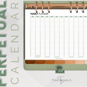 EDITABLE Perpetual Calendar, Undated Year at a Glance, Reusable ...