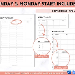 EDITABLE Weekly Planner Templates, Week at a Glance, Weekly Schedule ...
