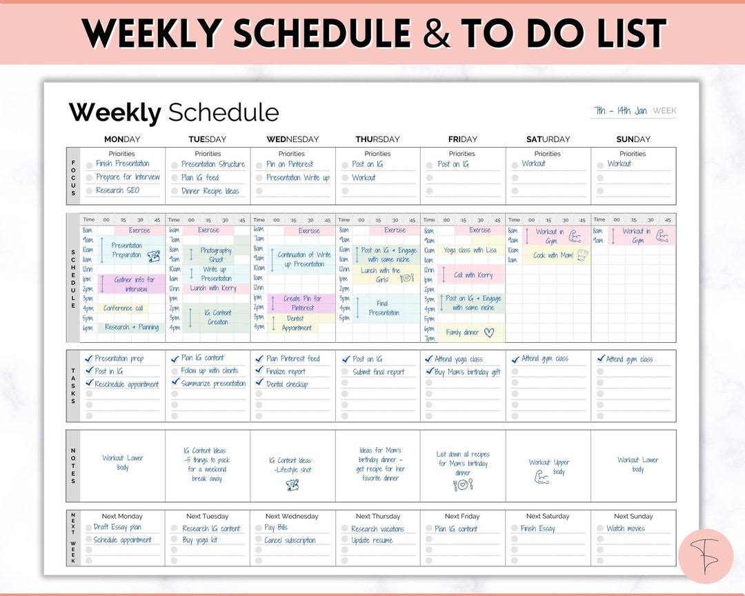 MINIMALIST Weekly Planner, to Do List Printable, Weekly Checklist PDF ...