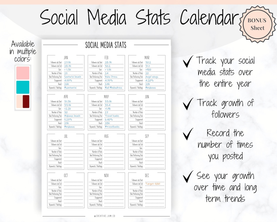 Social Media Planner Printable. Tracker for Instagram - Etsy