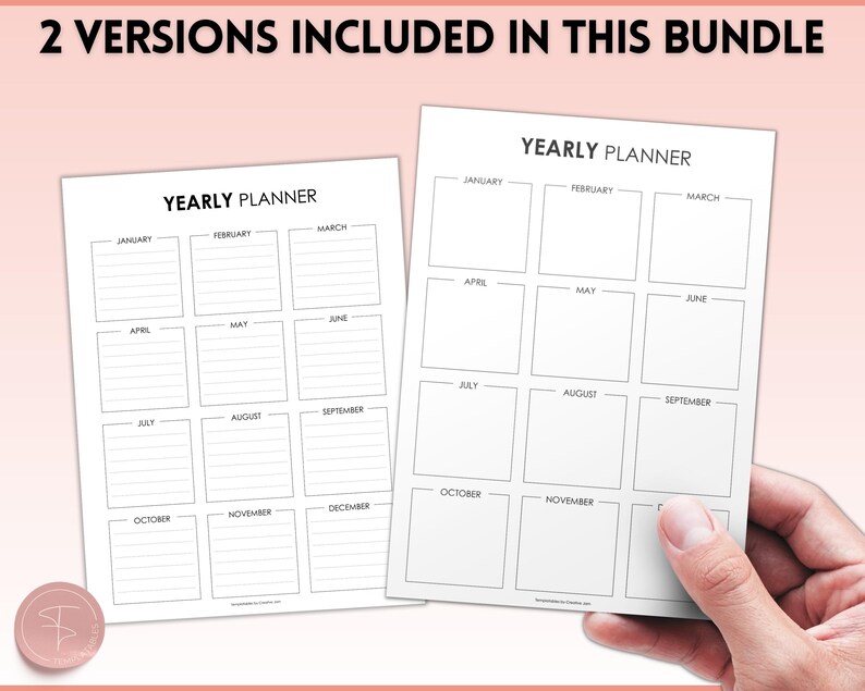 Yearly Overview, Editable Yearly Planner, Year at a Glance, Undated ...