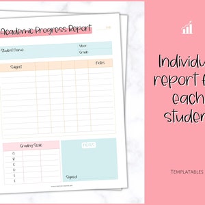 Homeschool Report Card, Printable Progress Report, Home School Academic ...