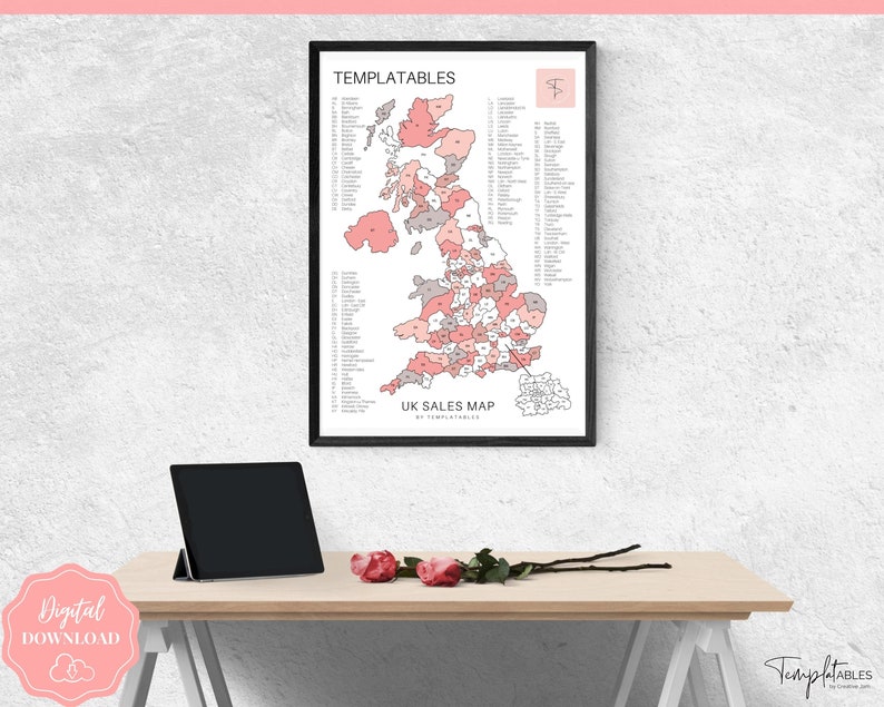 EDITABLE UK Sales Map, Business Postcode Sales Map, Color in Map, Etsy ...
