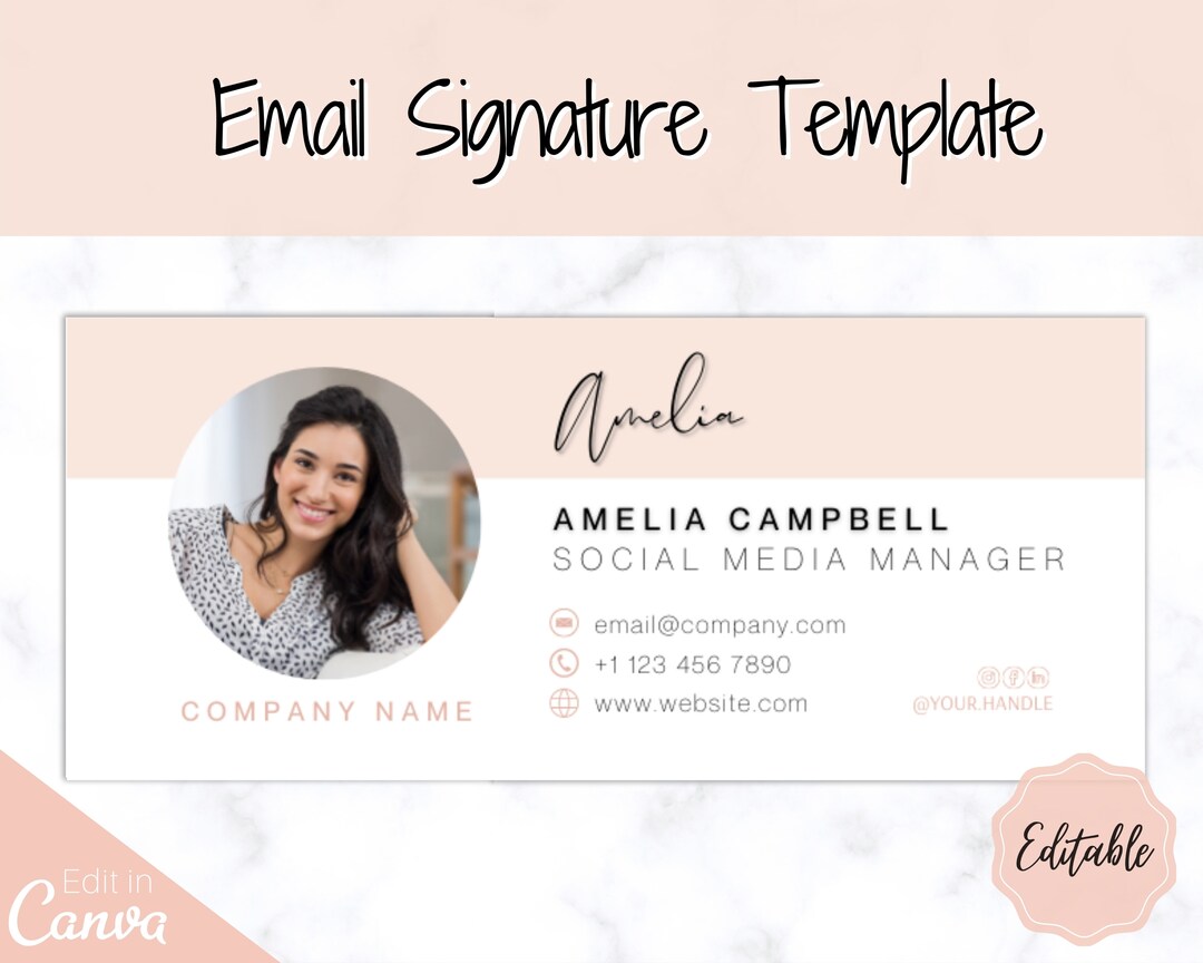 Email Signature Template With Logo & Photo! Editable Canva Signature ...