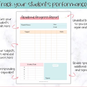 Homeschool Report Card, Printable Progress Report, Home School Academic ...