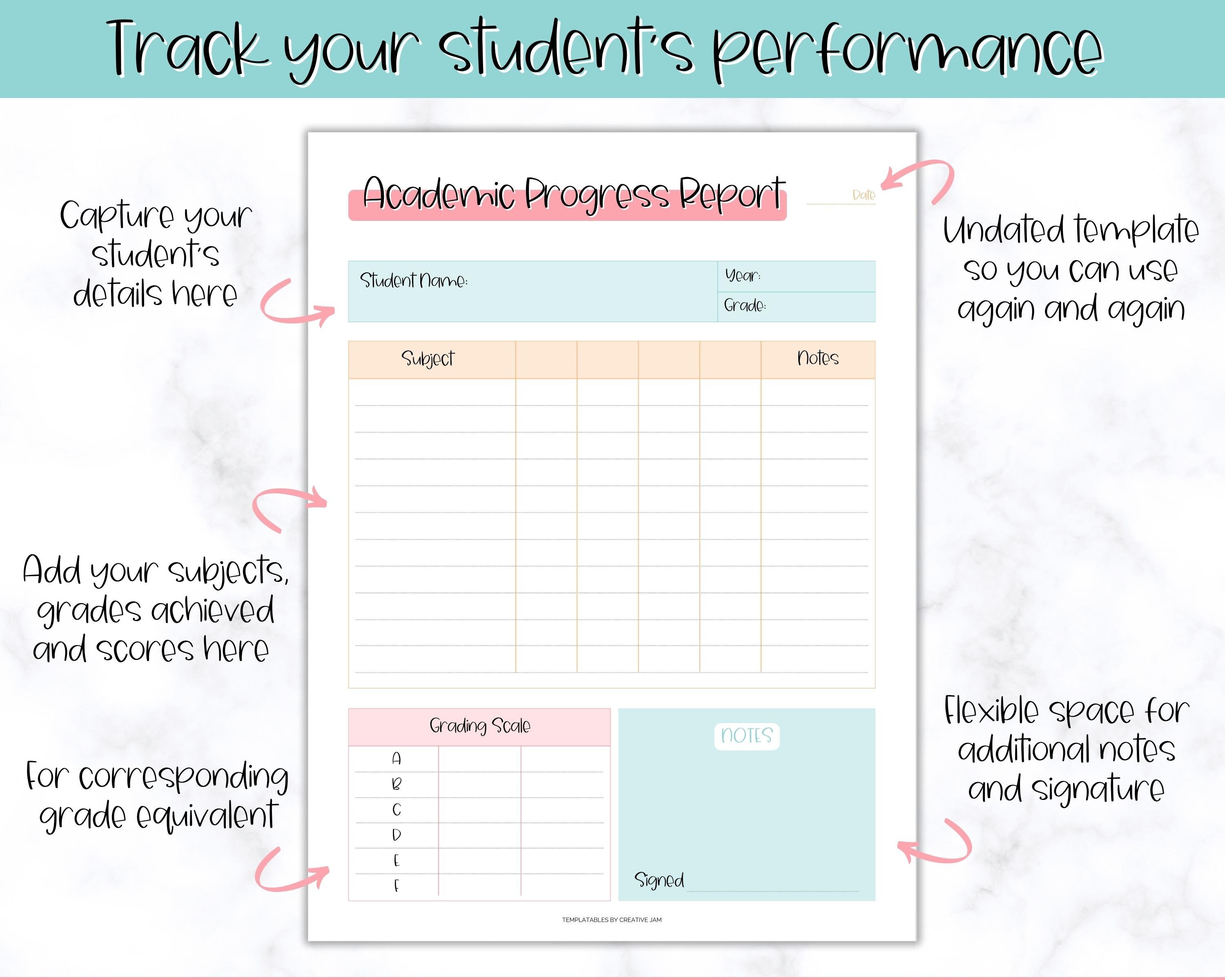 Homeschool Report Card Printable Progress Report Home School - Etsy