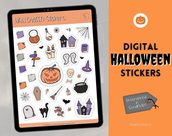 Halloween Digital Sticker Pack, 300 Png Digital Planner Stickers, Pre ...