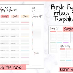 Colorful Meal Planner Printable, Weekly Food Diary, Meal Tracker, Food ...