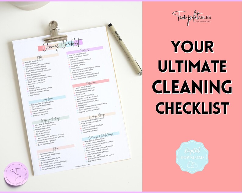 Master Cleaning Checklist Printable Cleaning Planner - Etsy