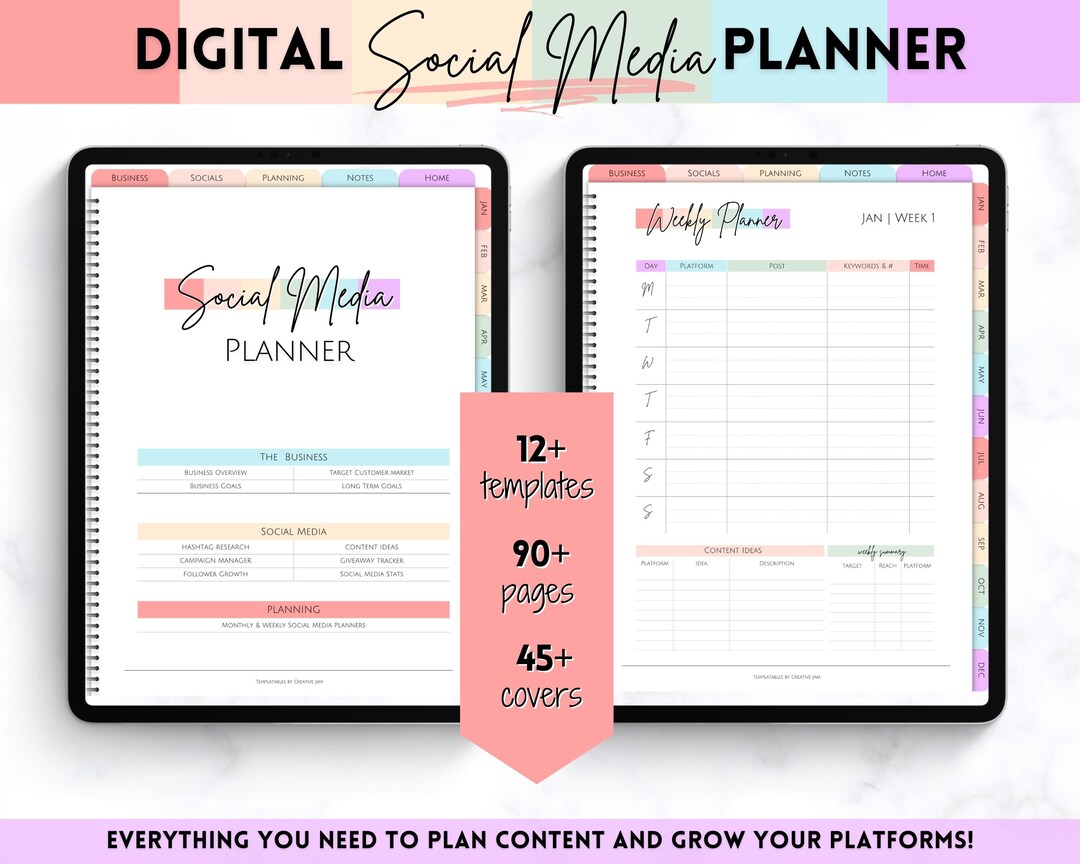SOCIAL MEDIA Planner, Digital Planner, Instagram, Youtube, Marketing ...
