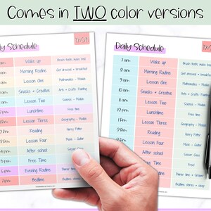 Daily Schedule, Kids Homeschool Weekly Planner, Daily Routine Template ...