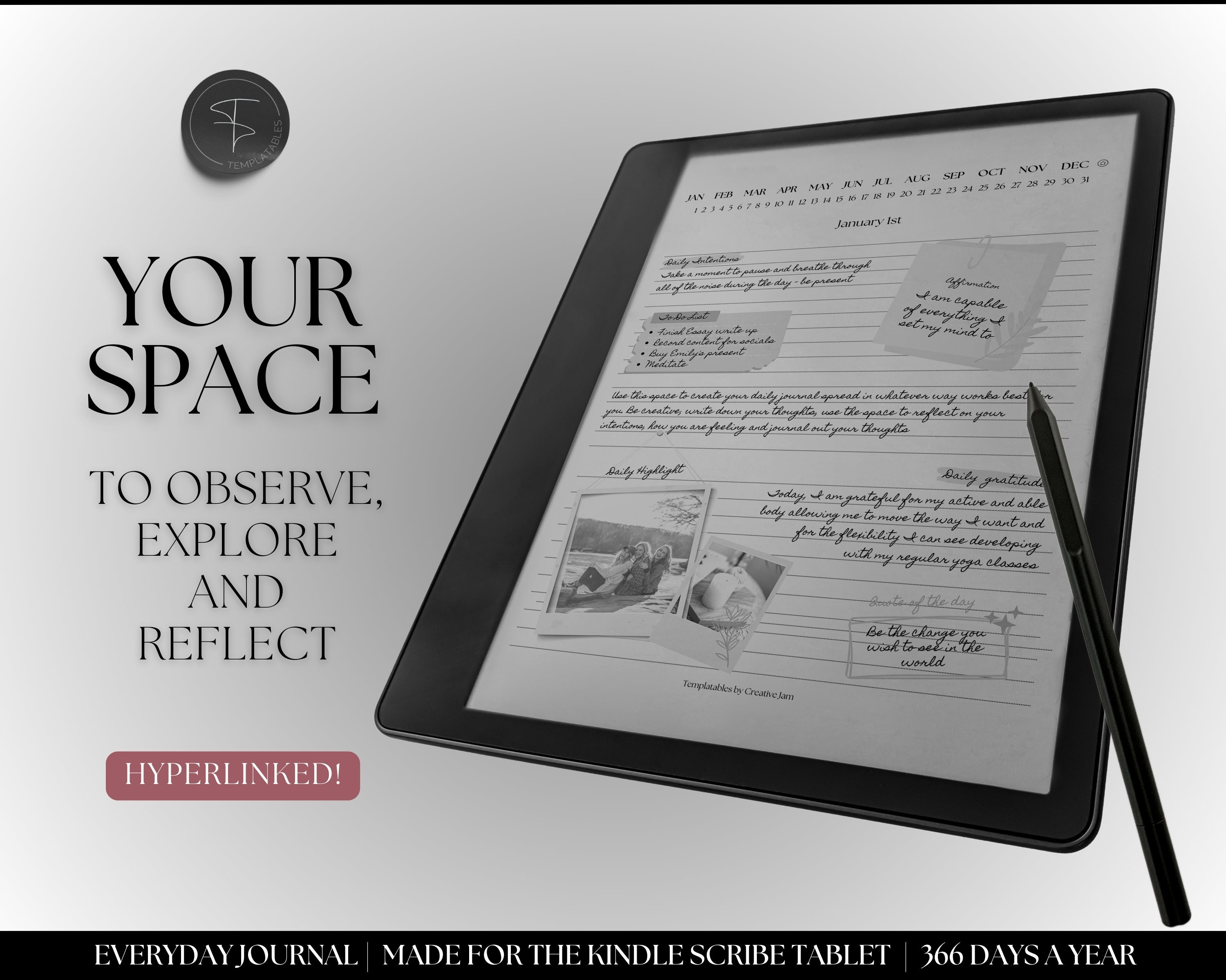 Kindle Scribe Daily Journal, Digital Journal, Digital Notebook, Lined ...