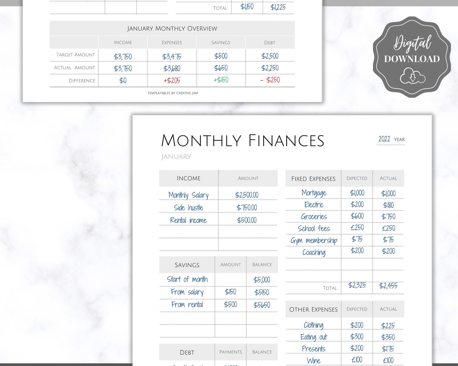 Ultimate Budget Planner Printable BUNDLE, Financial Tracker, Savings ...