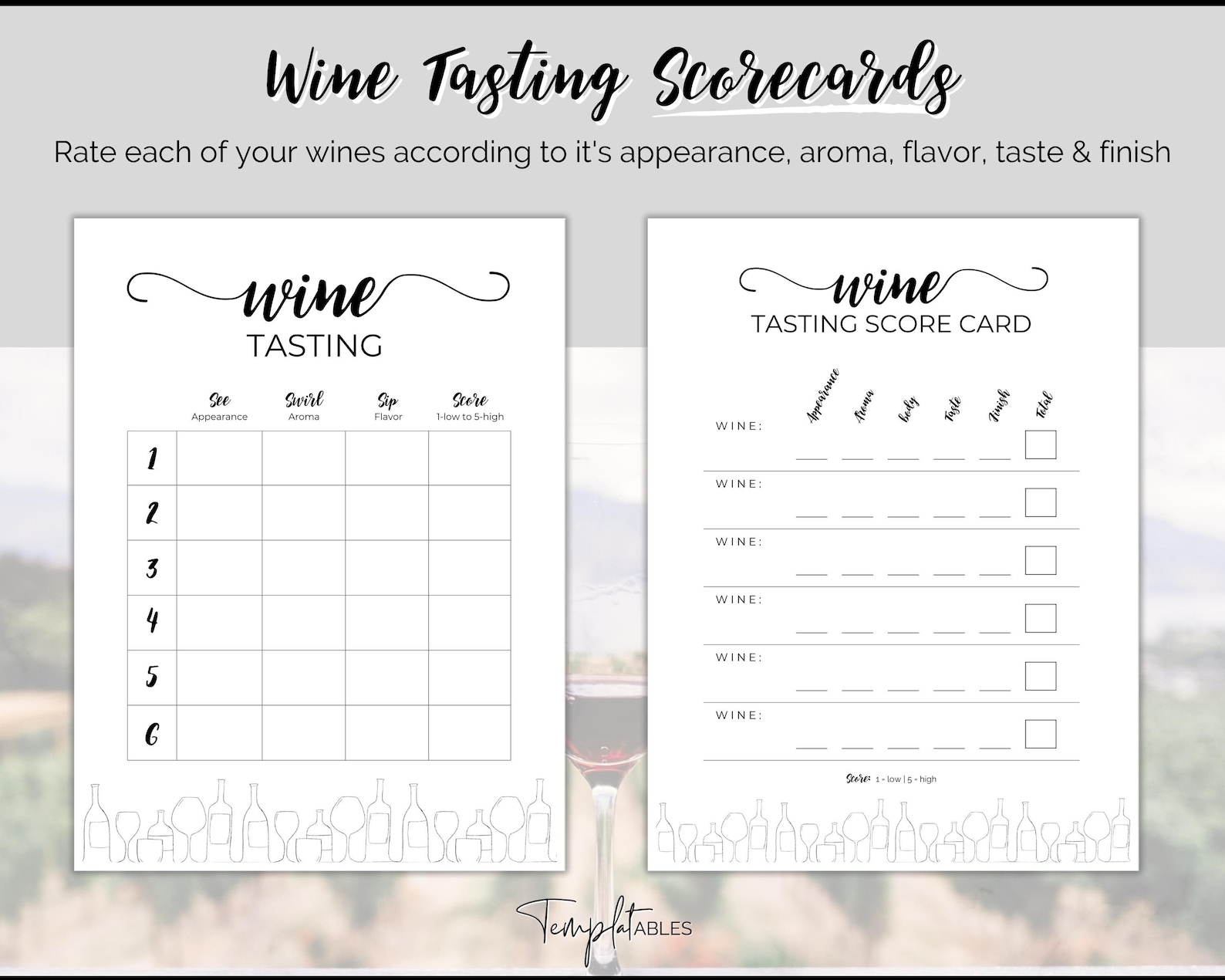 Wine Tasting Kit! Complete Guide to Blind Wine Tasting. Placemats ...