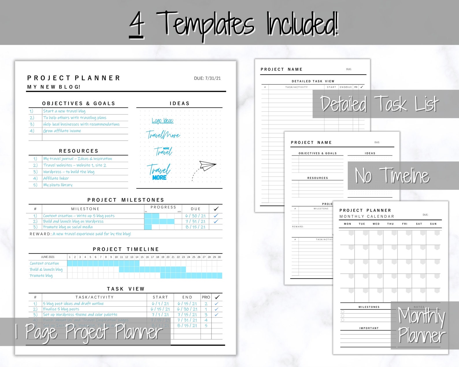 EDITABLE Project Planner Printable Template BUNDLE Work - Etsy