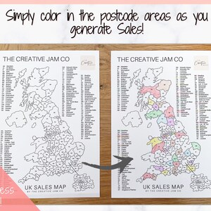 PERSONALISED UK Postcode Sales Map, Business Colour in Map, Etsy Sales ...