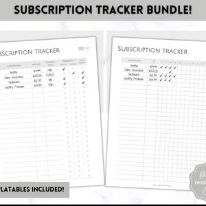 Subscription Tracker Printable, Expense Tracker, Budget Planner ...