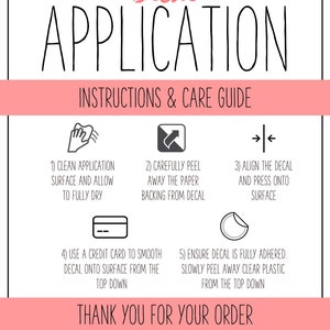 Printable Vinyl Decal Care Card Instructions. Decal - Etsy UK