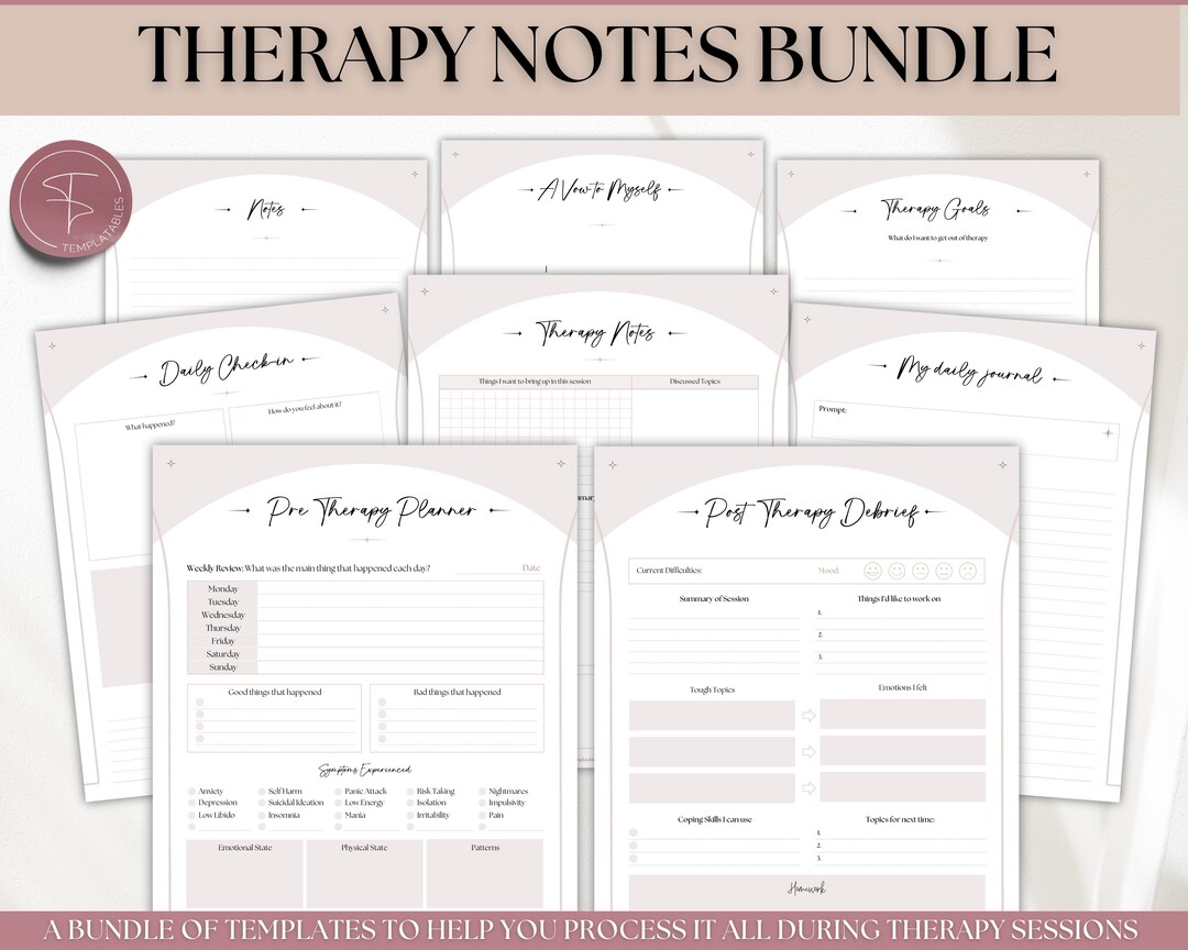 Therapy Journal, Therapy Progress Notes, Therapy Session Notes, Mental ...
