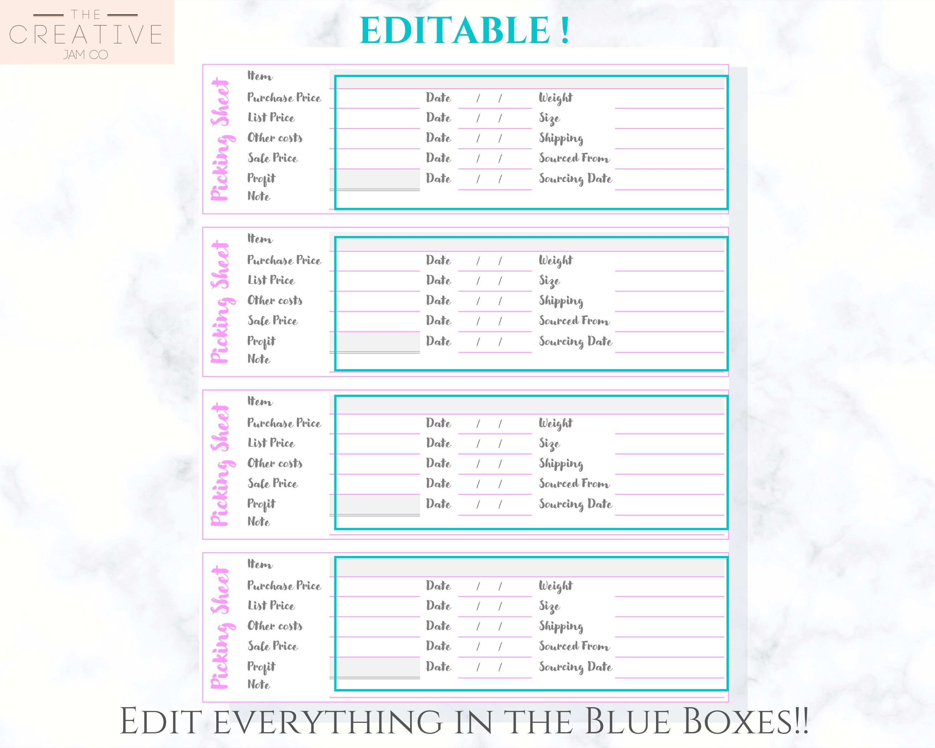 Inventory Picking Sheet for Etsy Ebay Amazon Sellers. - Etsy
