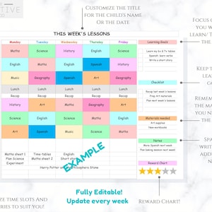 EDITABLE Weekly Homeschool LESSON PLANNER | Home Schooling Lesson Plan ...