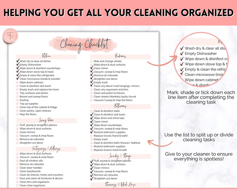 Cleaning Checklist Printable Cleaning Planner Master - Etsy Australia
