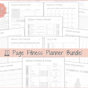 Fitness Planner, Weight Loss Tracker, BUNDLE, Workout Planner Fitness ...