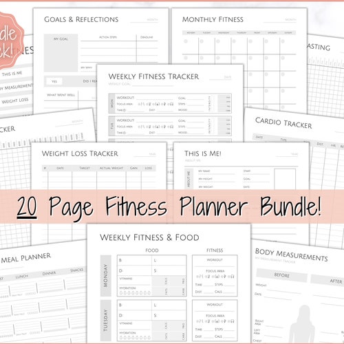 Health and Fitness Planner Pack Self Care Kit Workout - Etsy