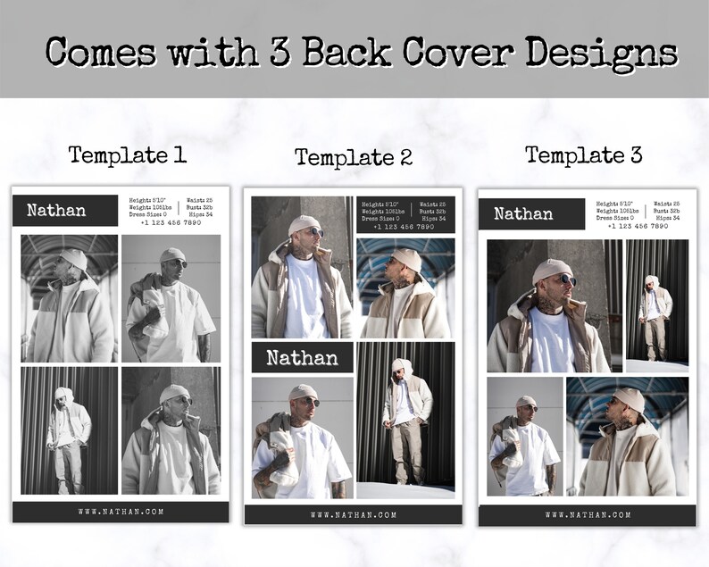 COMP CARD Template. Modeling Photocard Zed Card for Models. Z | Etsy