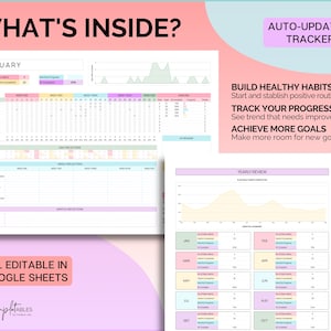 Habit Tracker Spreadsheet, Goal Planner, Goals Tracker, Mood, Habit ...
