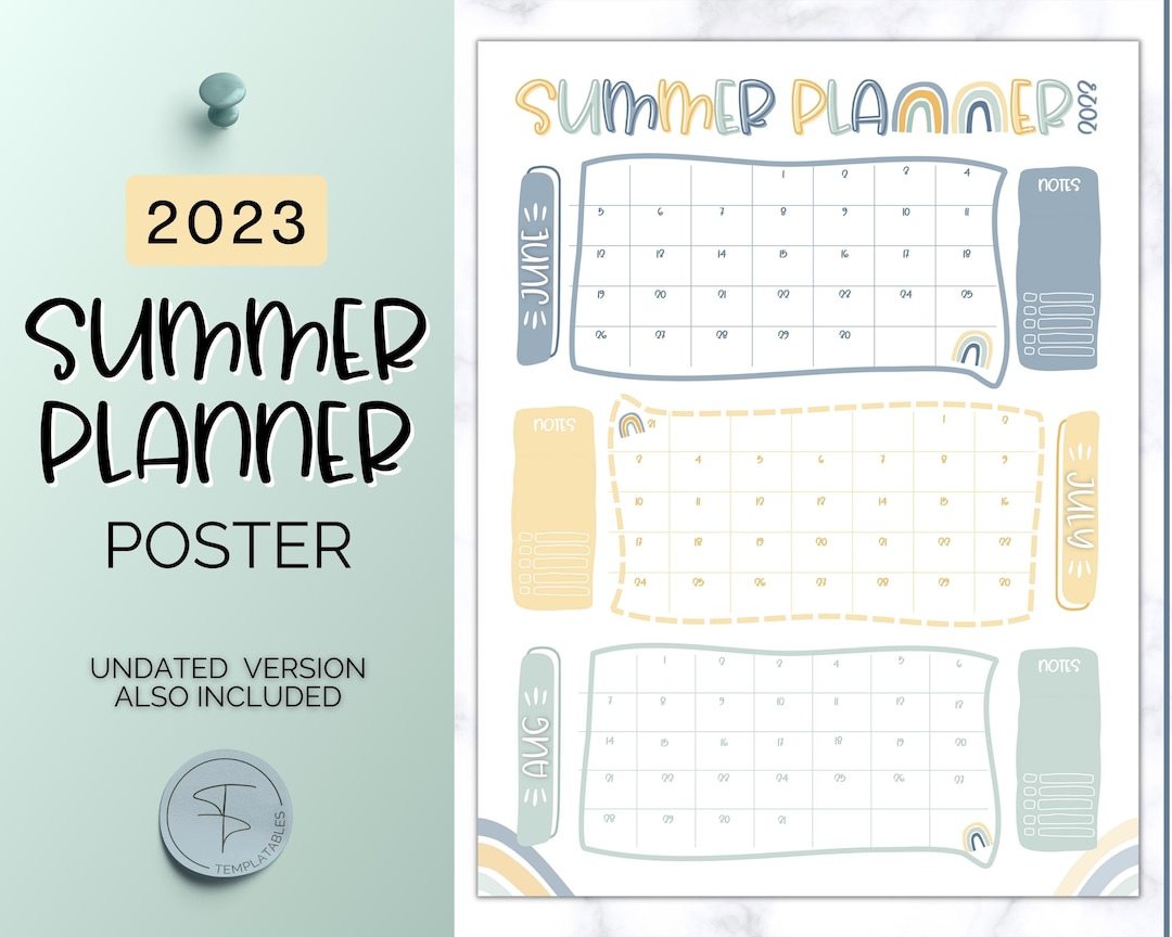 2023 Summer Poster, Kids Summer Calendar, Summer Countdown, Printable ...