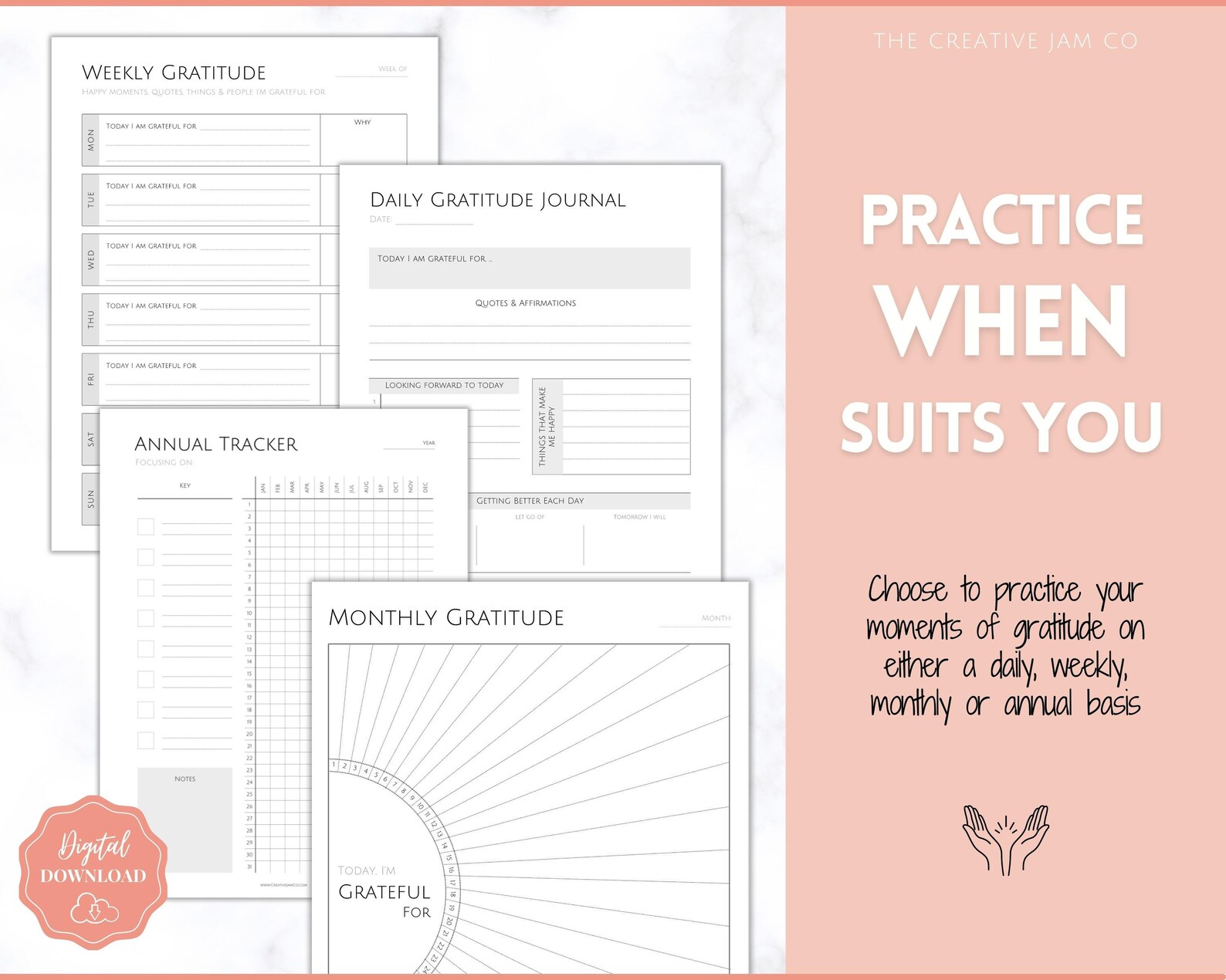 Printable Gratitude Journal BUNDLE Mindfulness Log Gratitude | Etsy