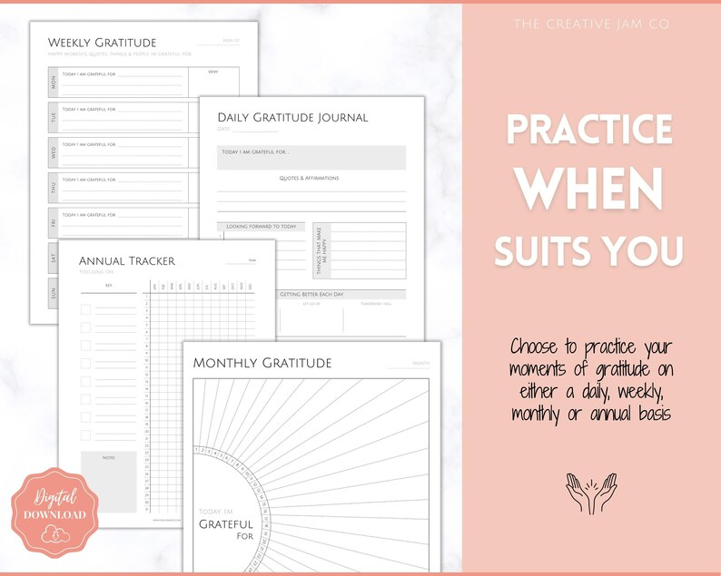 Gratitude Journal Printable BUNDLE Mindfulness Log Gratitude | Etsy